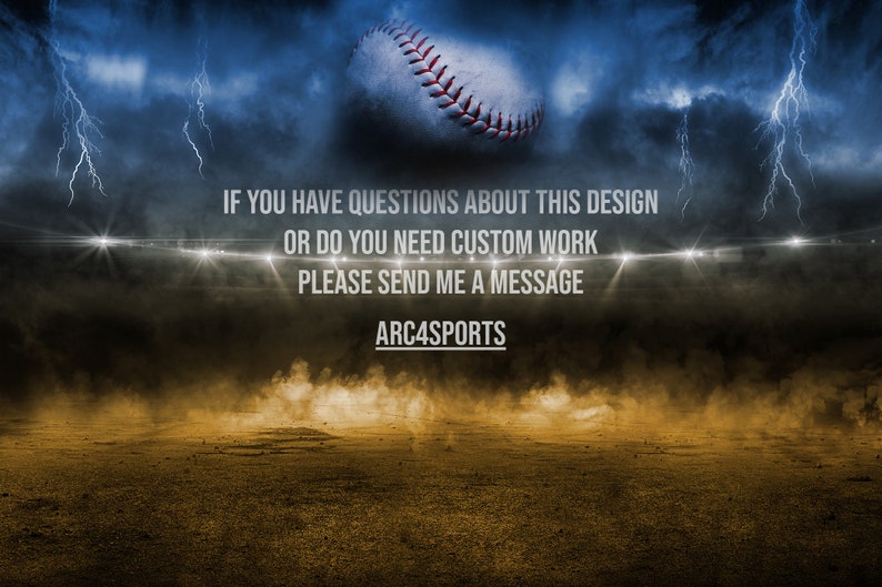 Baseball THUNDER LIGHTNING Horizontal Digital Backgrounds - Etsy