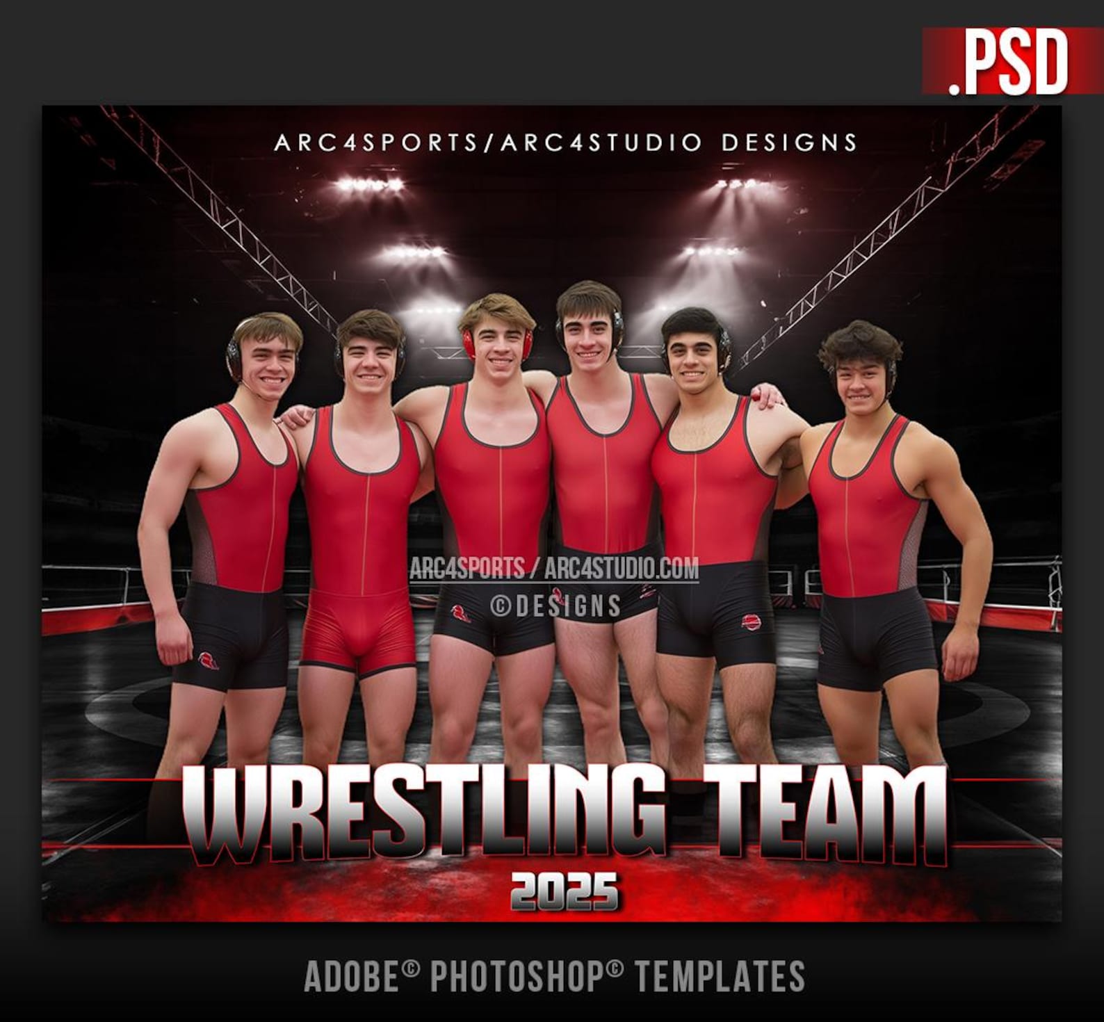 8x10 Horizontal Wrestling Team Layout PSD Template | Customizable ...