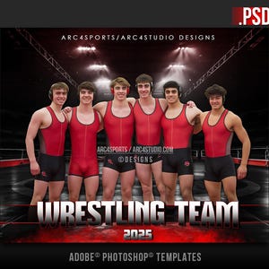 8x10 Horizontal Wrestling Team Layout PSD Template | Customizable ...
