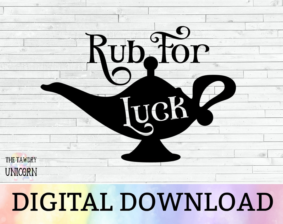 RUB for LUCK With Magic Genie Lamp Digital Design Download - Etsy
