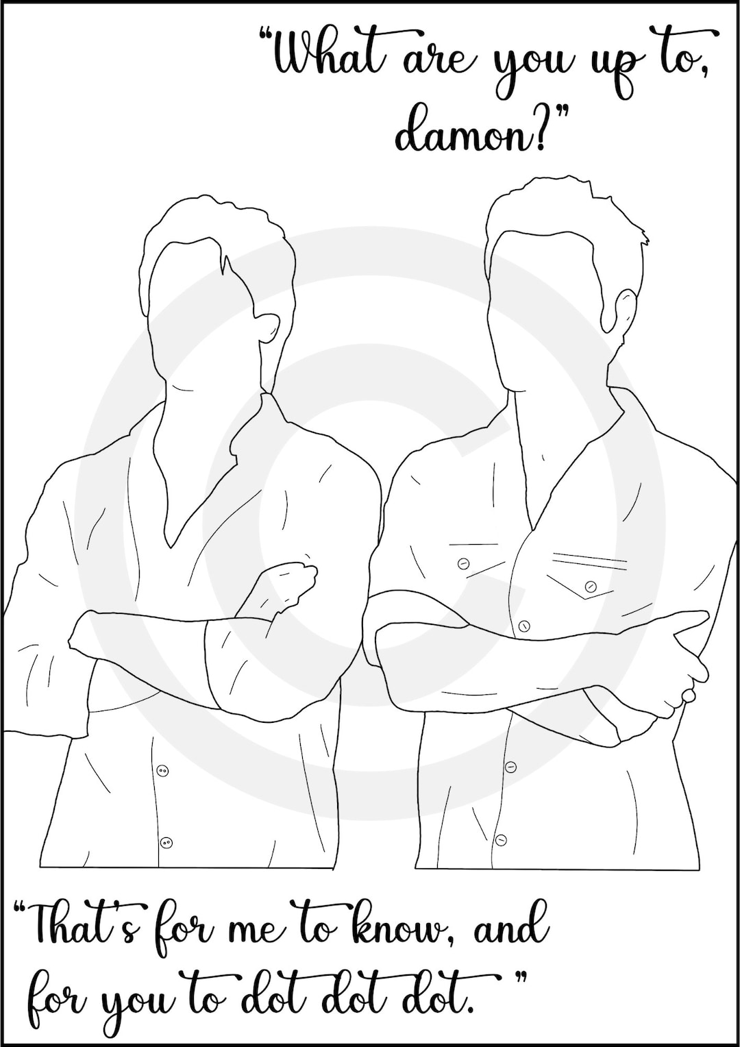 The Vampire Diaries Digital Colouring Page, Salvatore Brothers ...