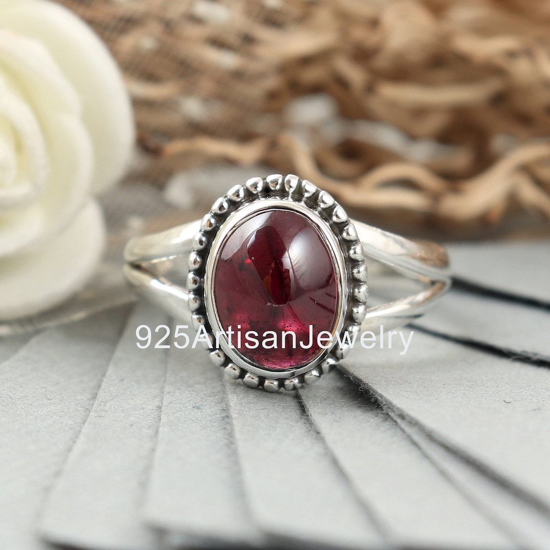 Natürlicher Echter Granat Ring Granat 7X9 MM Oval Ring 925 - Etsy.de