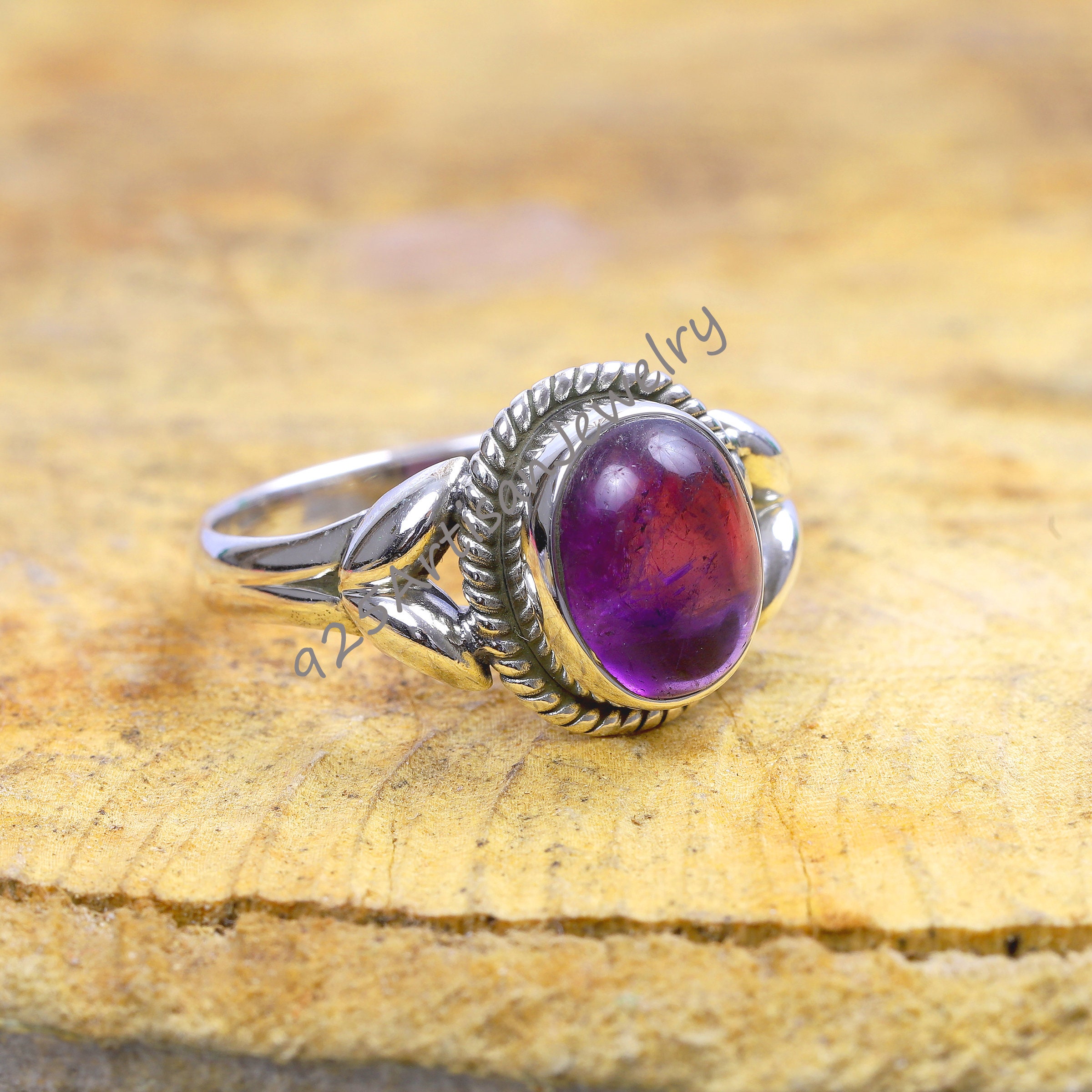 Echter Lila Amethyst Ring 925 Silber Ring Geburtsstein | Etsy