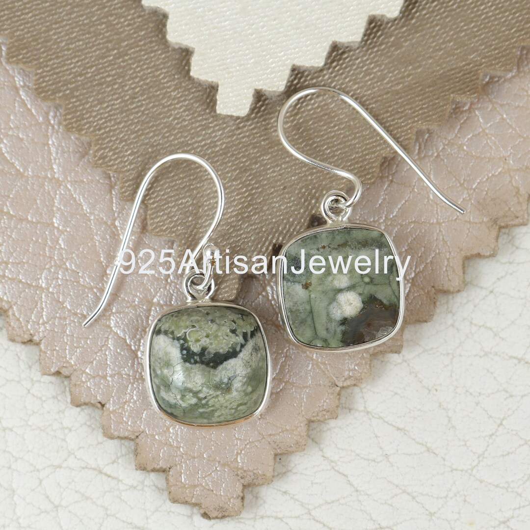 Real Rainforest Jasper 925 Sterling Silver Jewelry , Handmade Jasper ...