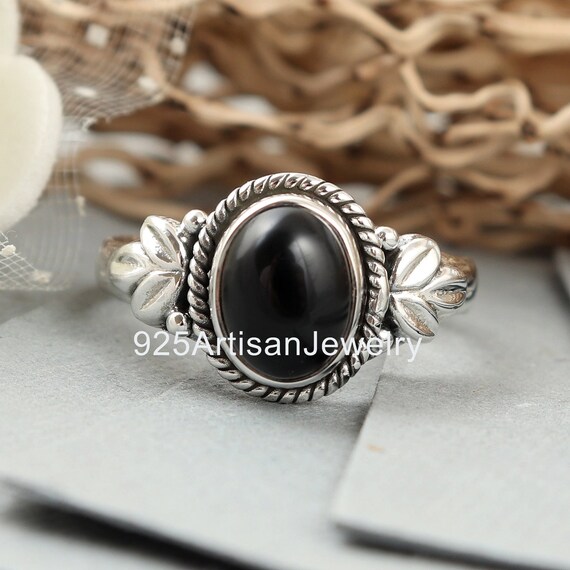 Natural Black Onyx Ring Black Onyx Silver Ring Black Onyx Sterling Silver Ring Black Onyx Statement Ring Boho Silver Ring Black Ring Etsy