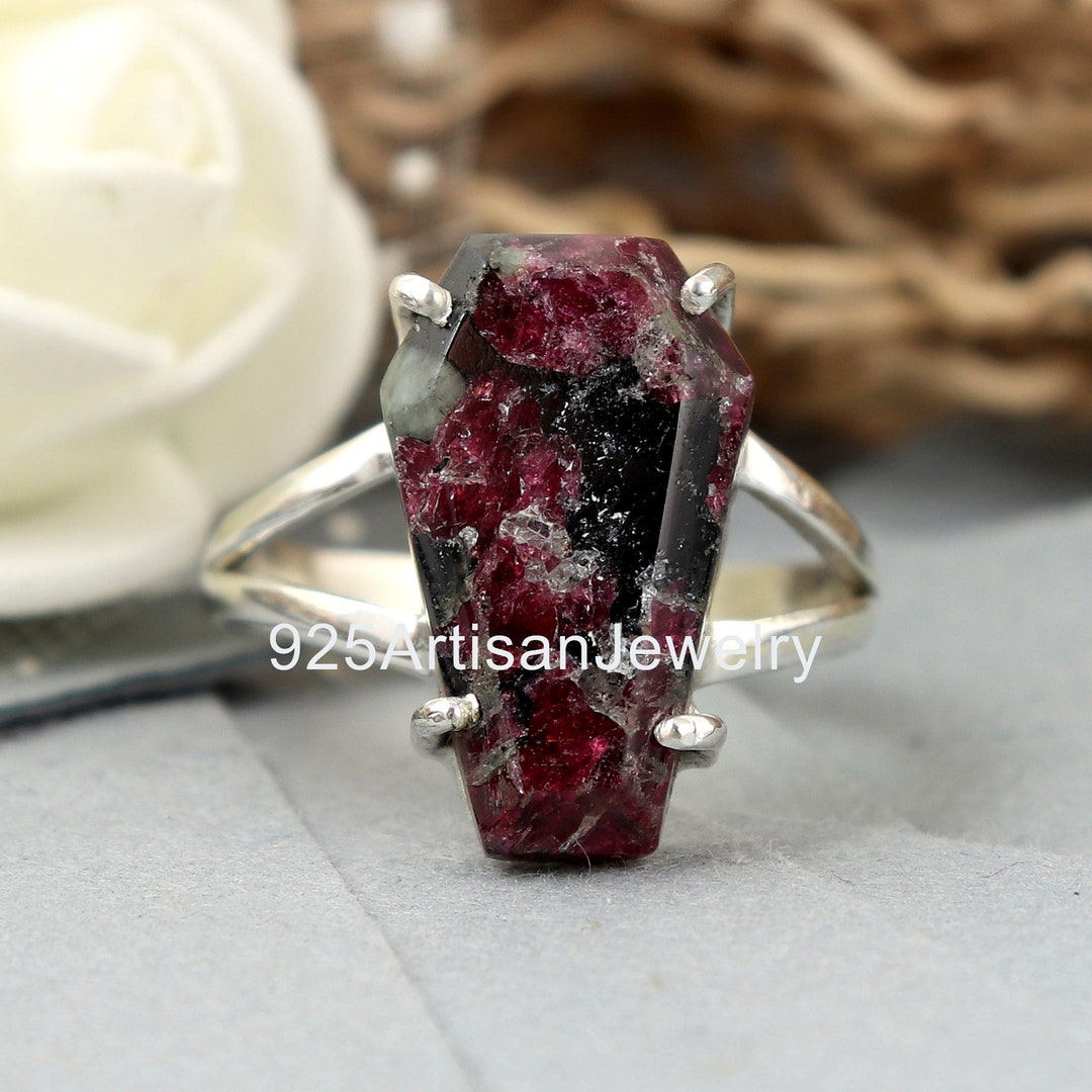 Natural Edulite Gemstone Ring, 925 Solid Silver Ring, Edulite Coffin ...