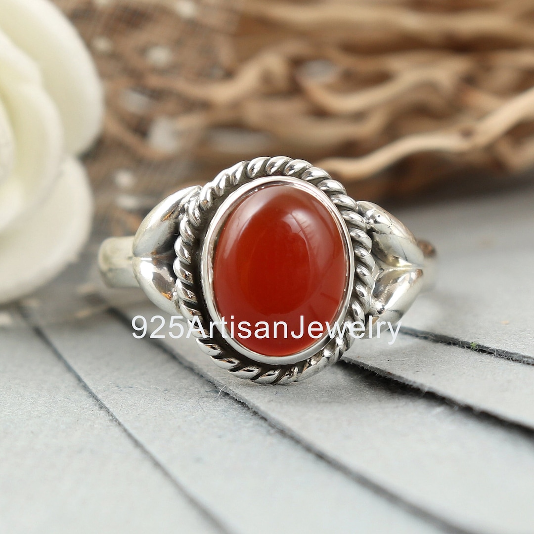 Echter Karneol Ring 925 Silber Ring Karneol 7X9 MM Oval - Etsy.de