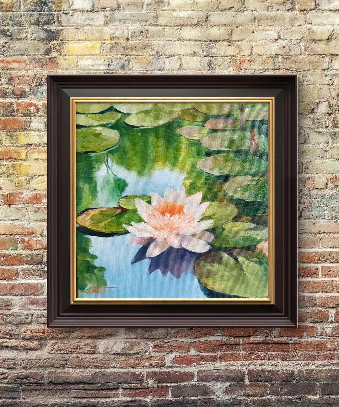Water Lily Hand Painted Oil Painting Flowers Canvas Original Fine Art ...