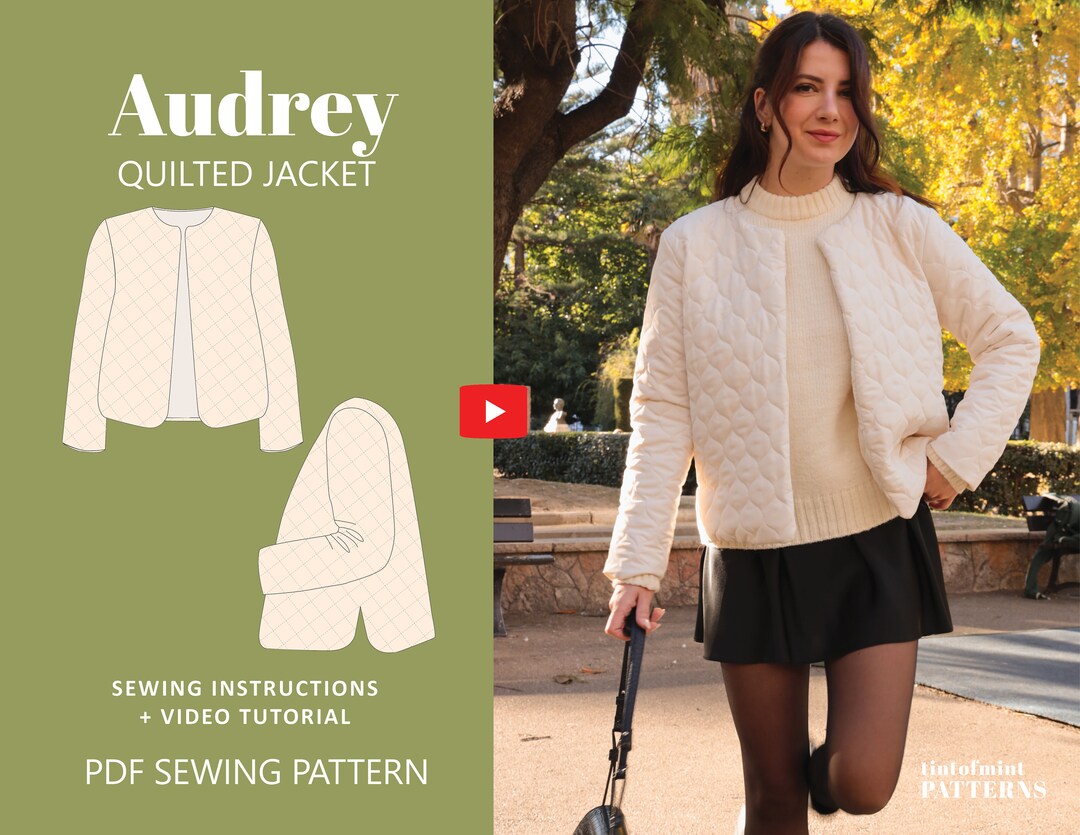 Audrey Quilted Jacket PDF Sewing Pattern Instant Download US 0-20/ UK 4-24 - Beginner Friendly ...