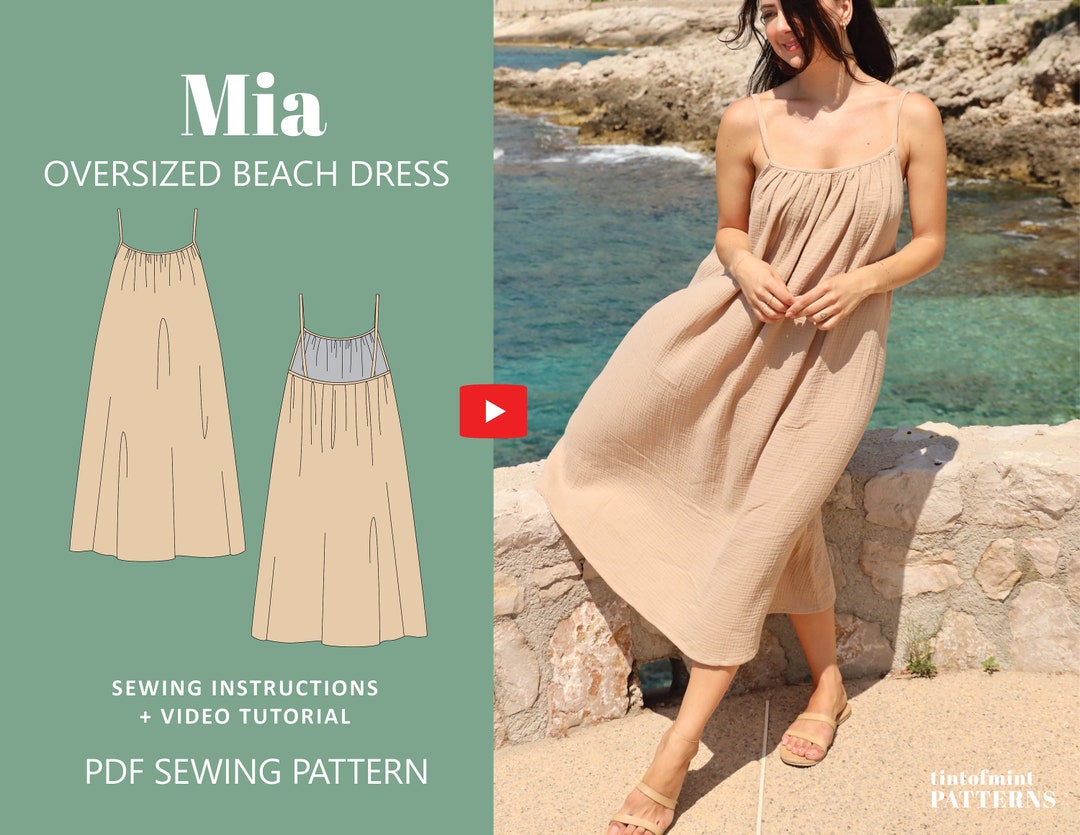 Mia Cami Beach Dress Digital Pattern // UK 4-24, US 0-20 // PDF Sewing ...