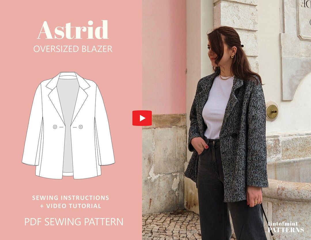 Astrid Oversized Blazer Digital Pattern // UK 4-24, US 0-20 // PDF ...