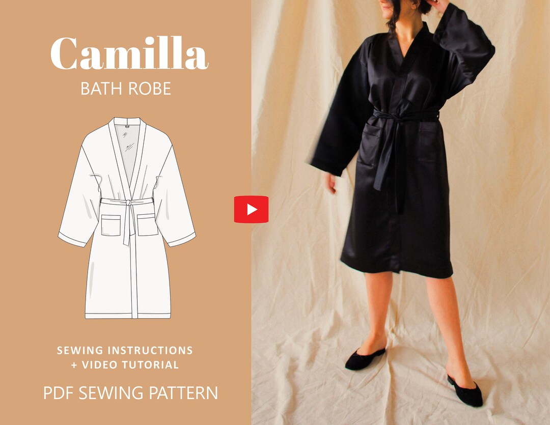 Camilla Dressing Gown Robe Digital Pattern // UK 4-24, US 0-20 // PDF ...