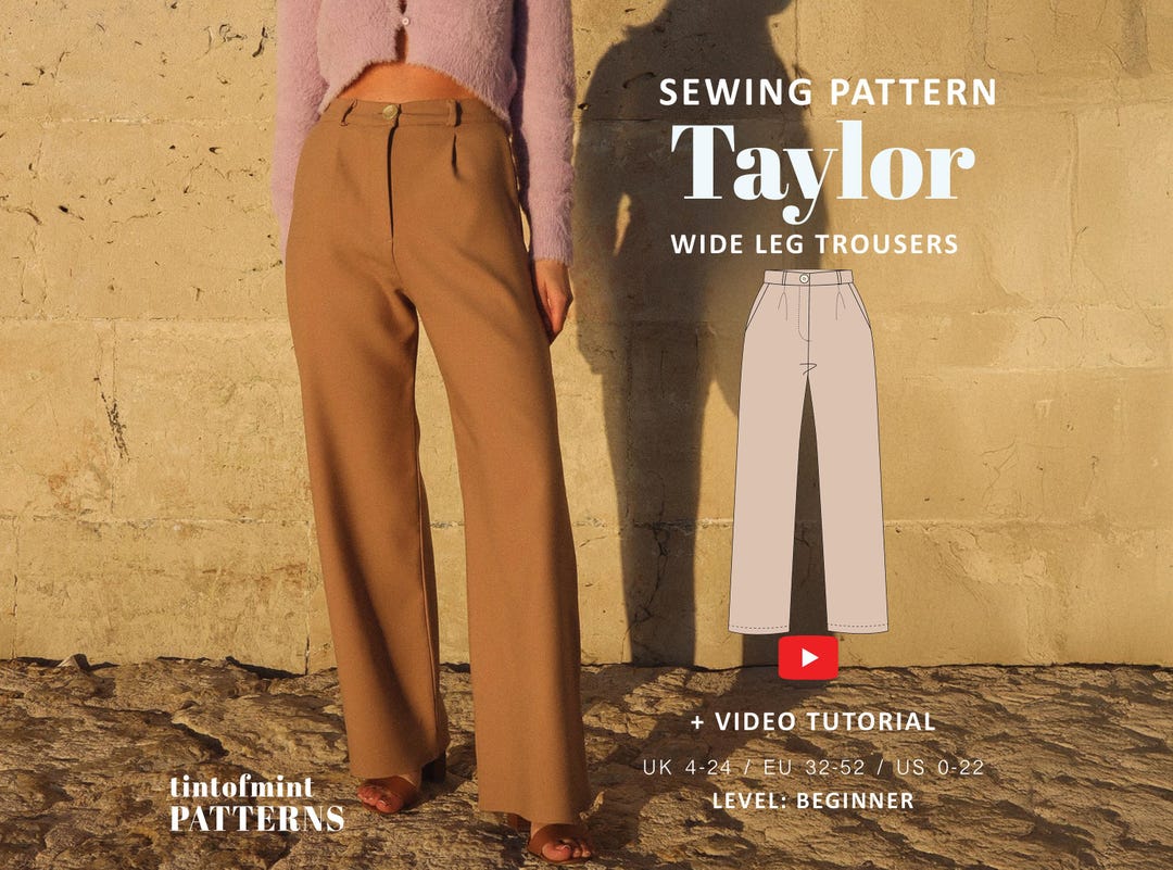 Taylor Wide Leg Trousers Sewing Pattern: High Waisted (PDF Pattern) - Etsy