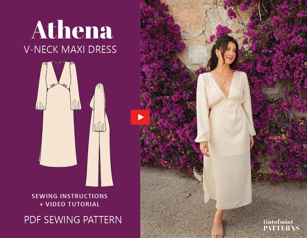 Athena Dress PDF Digital Sewing Pattern / UK 4-24, US 0-20 / + Video ...