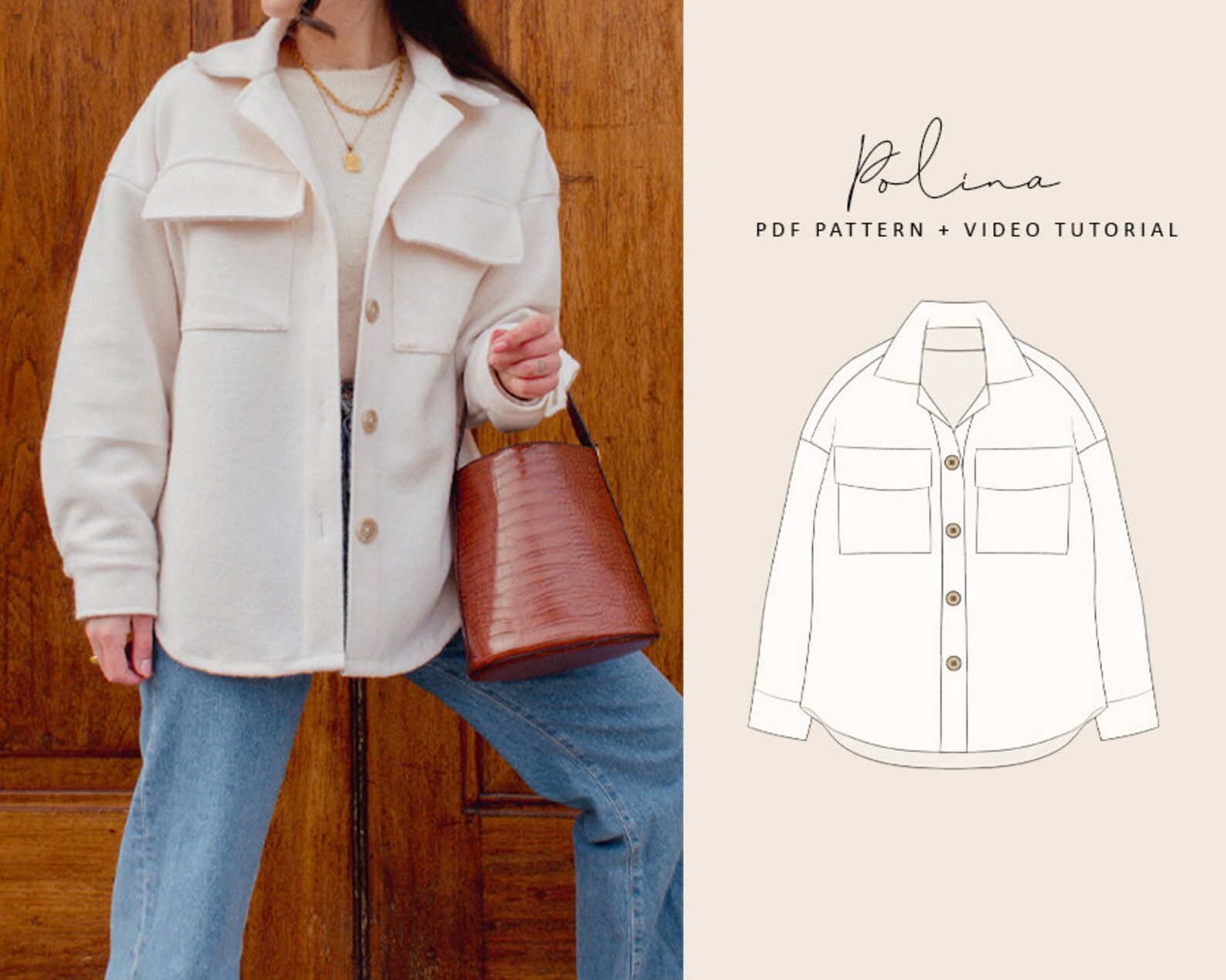 Polina Oversized Shacket Digital Pattern // UK 6-16 US 2-12 - Etsy