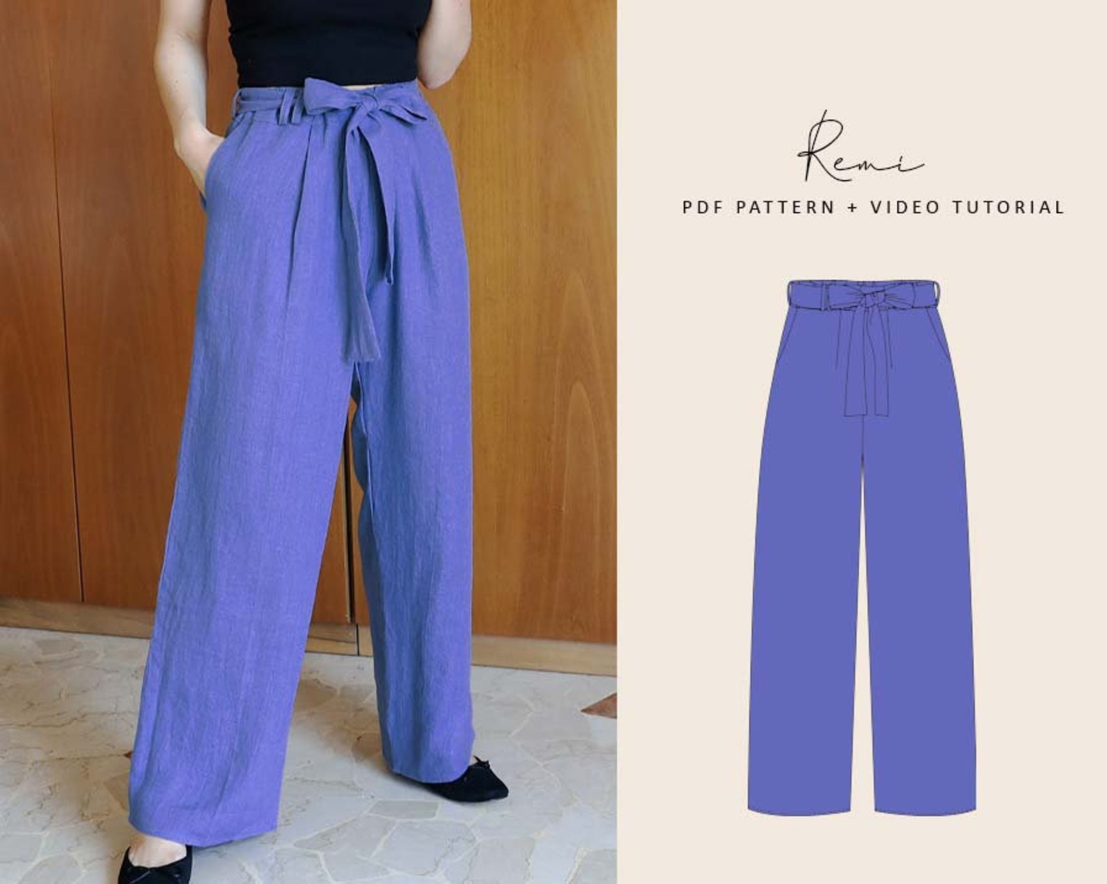 Remi Wide Leg Trousers Digital Pattern // UK 4-24 US 0-20 // - Etsy