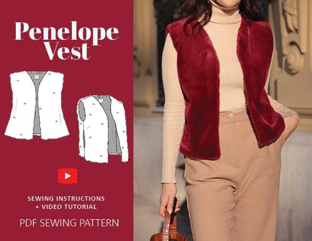 Penelope Faux Fur Vest Sewing Pattern // UK 4-24, US 0-20 // Instant ...