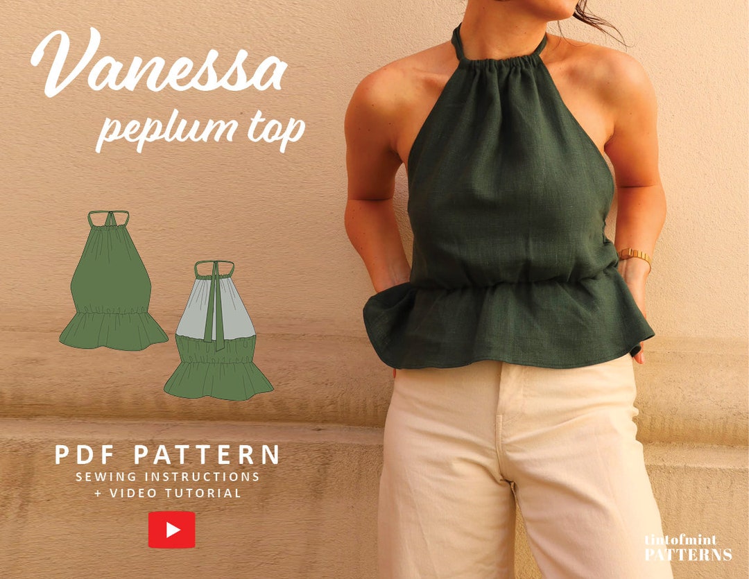 Vanessa Halter Peplum Top Digital Pattern // UK 4-24, US 0-20 // PDF ...