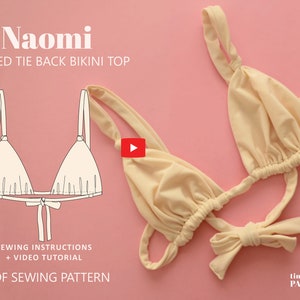 Naomi Gathered Bikini Top Swimwear Pattern // UK 4-24, US 0-20 // PDF ...