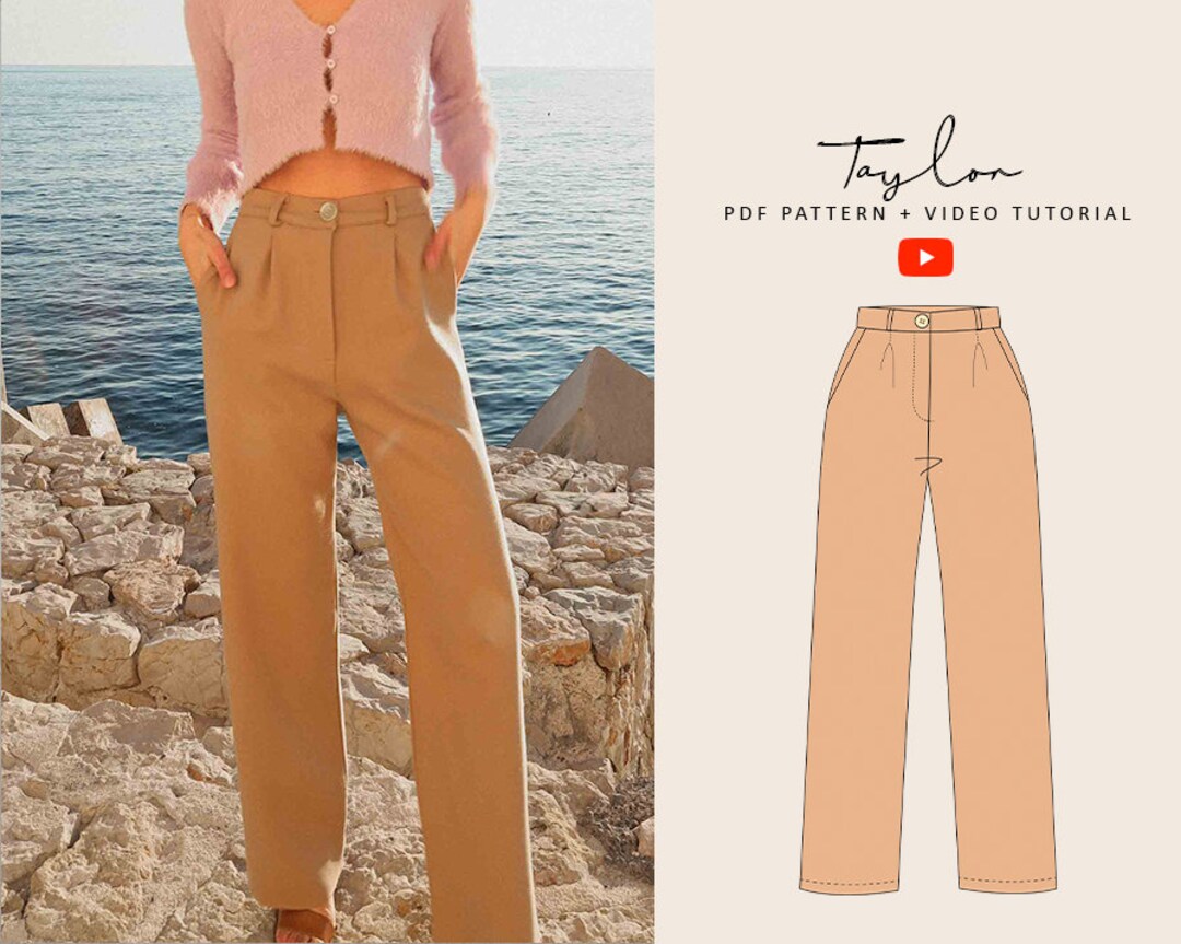 Taylor High Waisted Wide Leg Trousers Digital Pattern // UK - Etsy