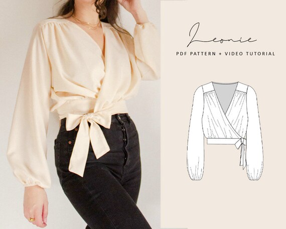 Leonie Balloon Sleeve Wrap Blouse Digital Pattern // UK 6-16 - Etsy