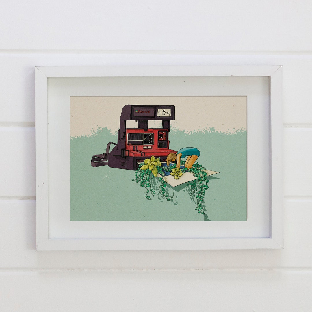 A3 Print. Decorative Sheet. Polaroid and Plants. Illustration to ...