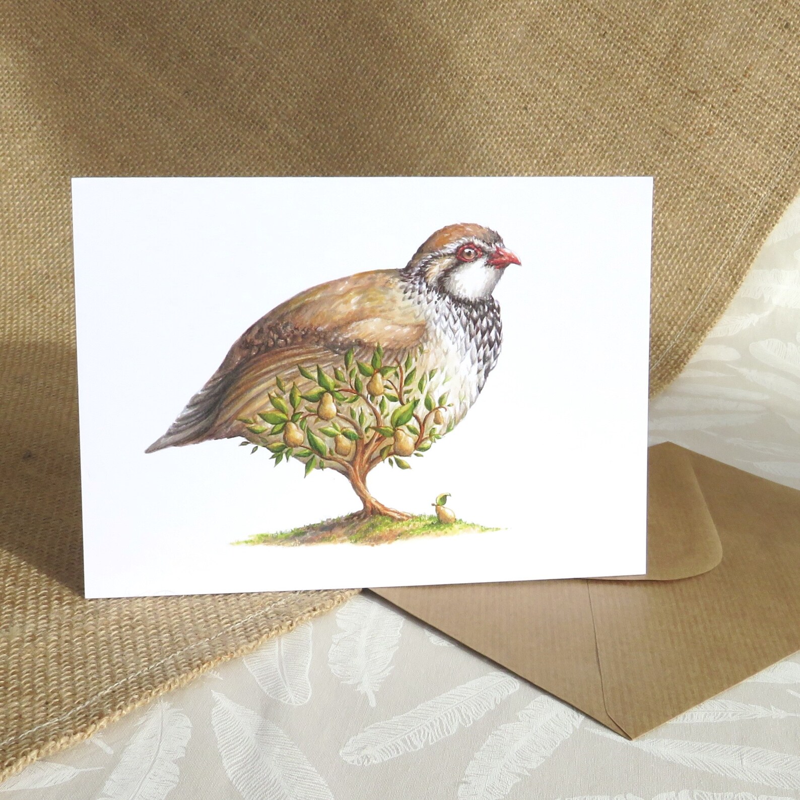 Pear Tree in a Partridge 5x7" Greetings Card - Etsy