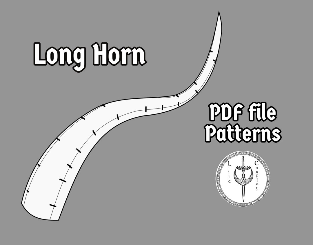 Long Horn Pattern for EVA Foam - Printable PDF Template, DIY Cosplay ...