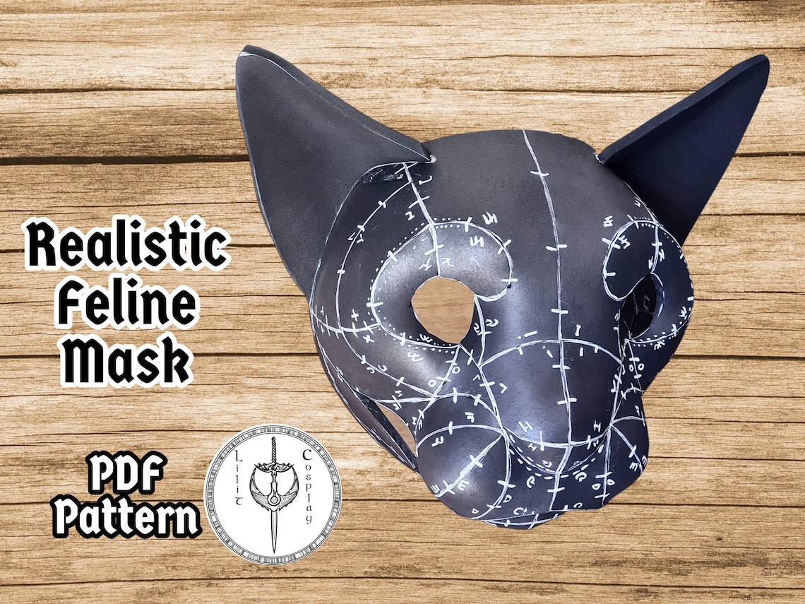 Realistic Feline Mask EVA Foam Patterns khajiit Bastet - Etsy Australia