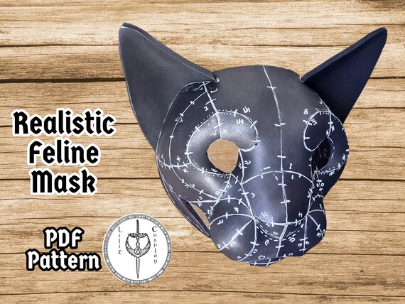 Realistic Feline Mask EVA Foam Patterns khajiit Bastet - Etsy