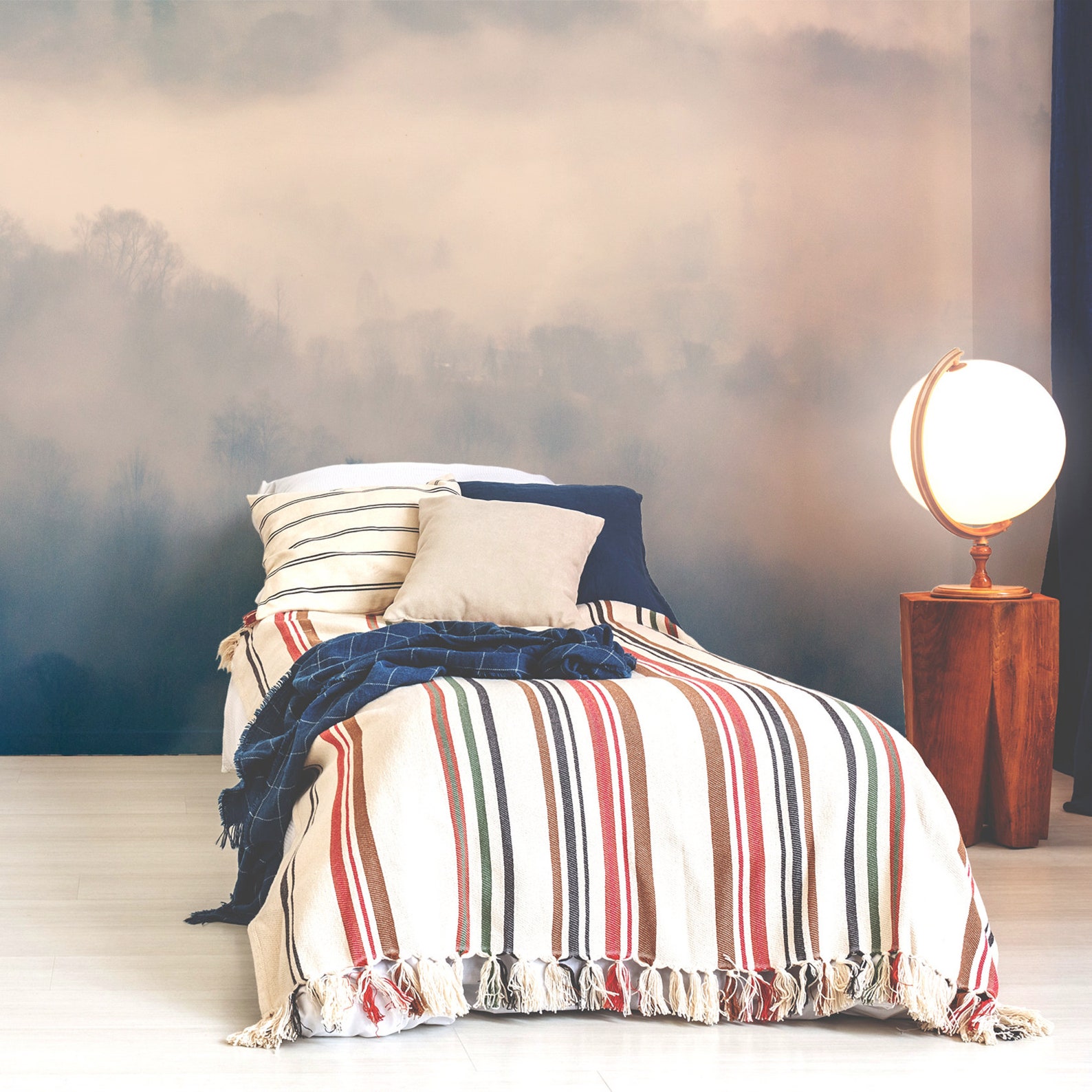 Blue Misty Forest Scandinavian Twilight Mist Retreat Wallpaper Mural ...