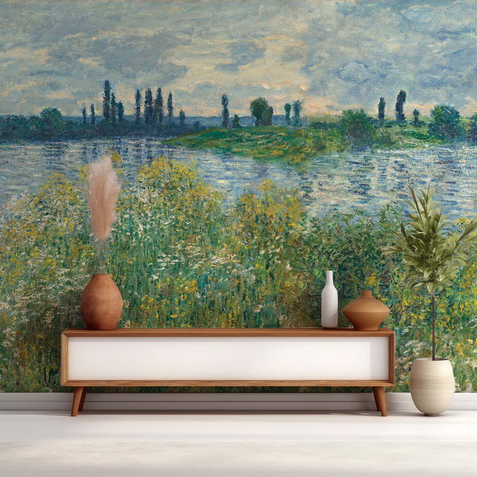 Monet River Vintage Painted Landscape Claude Wallpaper Mural ...