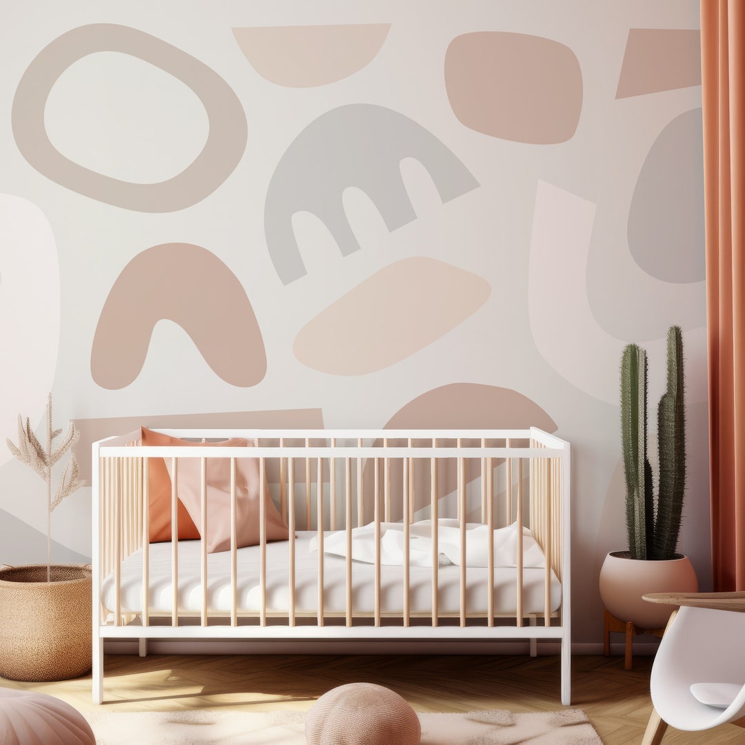 Calming Abstract Cut-out Shapes Pastel Puzzles Neutral Wallpaper Mural ...