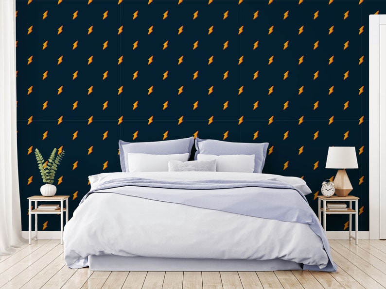Navy Blue Teen Lightning Bolt Wallpaper Mural Removable - Etsy