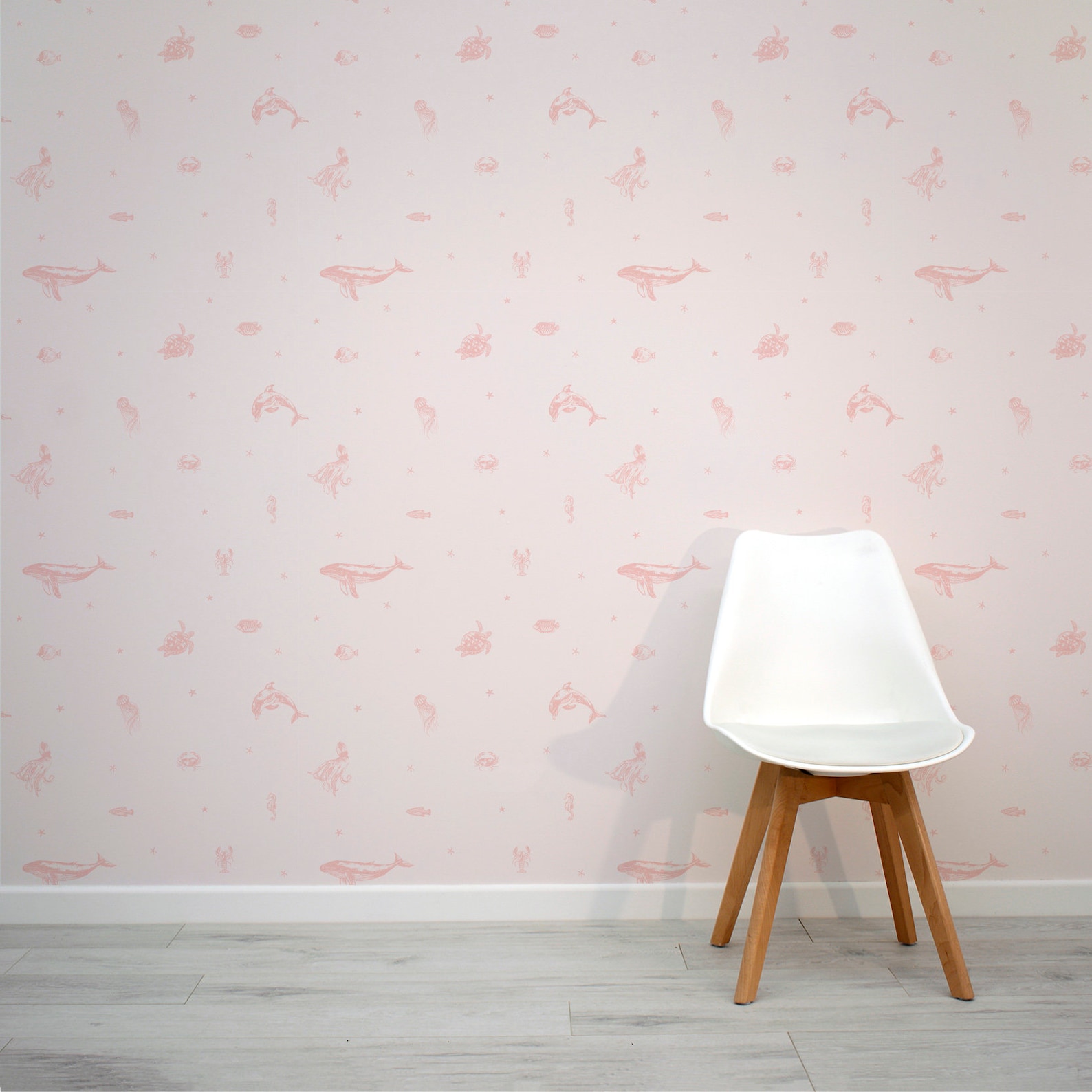 Pink Sea Animals and Starfish Pattern Wallpaper Starry Sea Life Coral ...