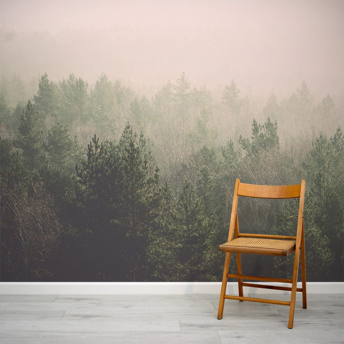 Hazy Pine Tree Forest Wallpaper Mural: Removable Self-adhesive - Etsy UK