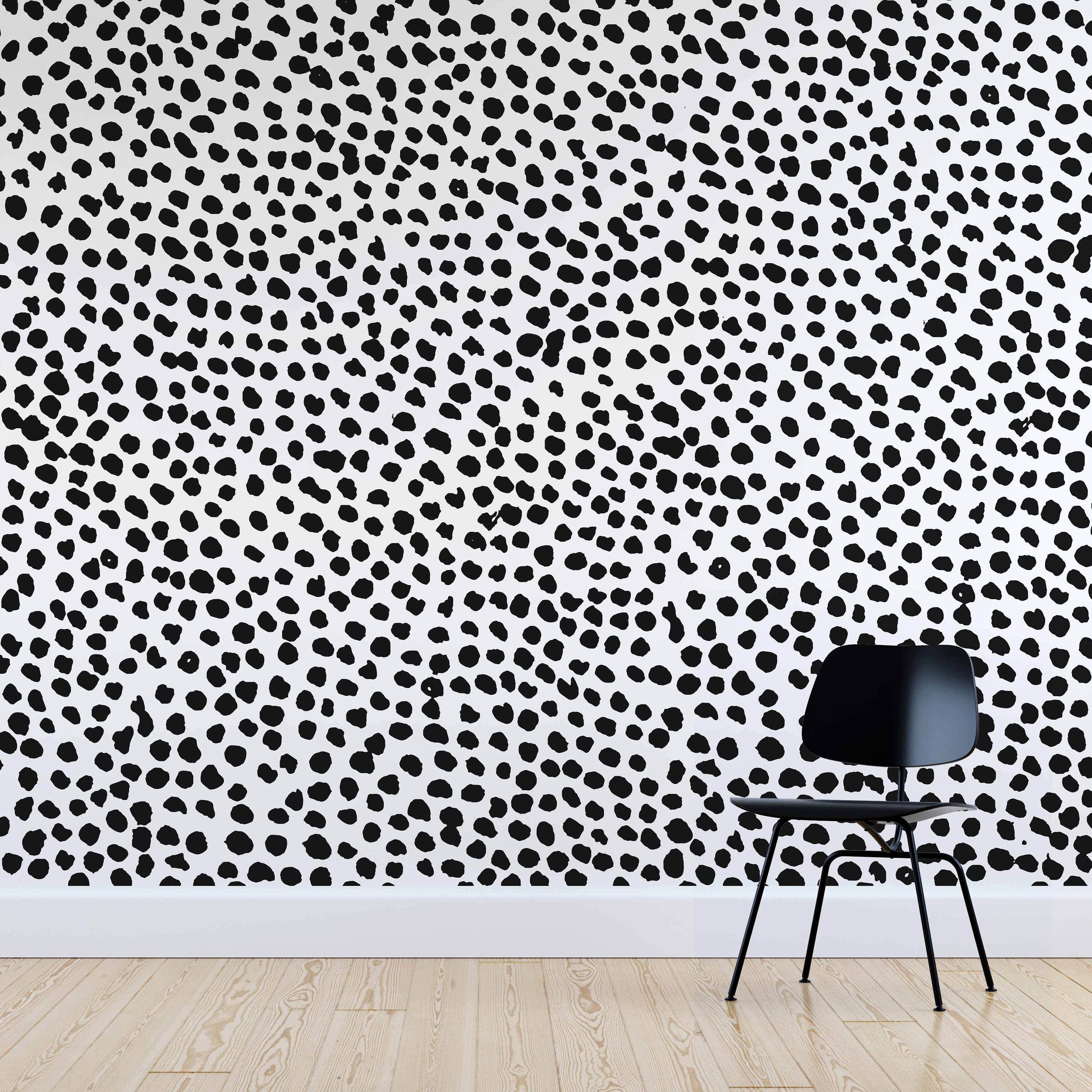 Black and White Polka Dot Dalmatian Wallpaper Mural - Removable Self ...