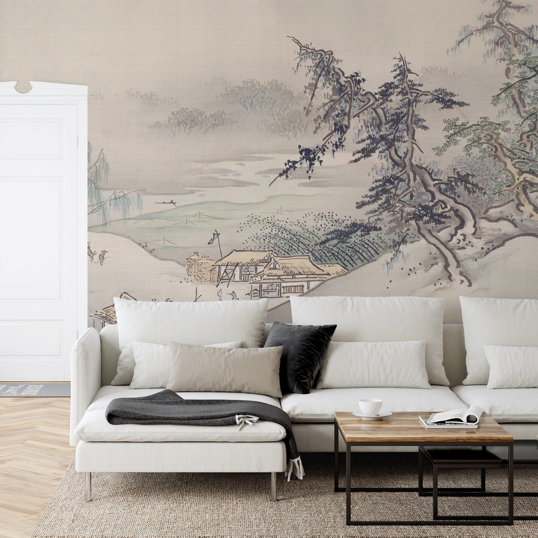 Hashimoto Gahō Landscape of Japanese Village Wallpaper Mural ...