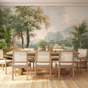 Wooded Hilly Landscape by Riverside Dale Wallpaper Mural - Removable ...
