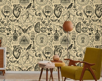 Gothic Style Wall Mural Occult Wall Mural Mystical Wallpaper Mural With ...