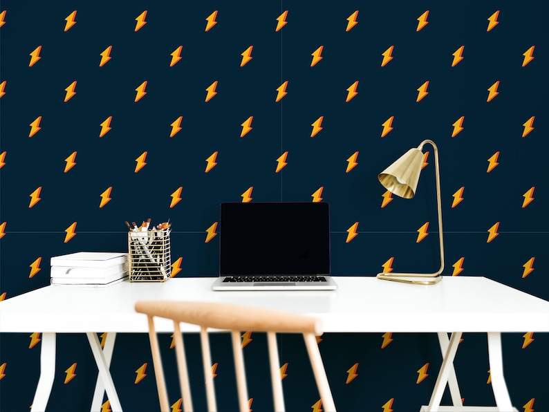 Navy Blue Teen Lightning Bolt Wallpaper Mural Removable - Etsy