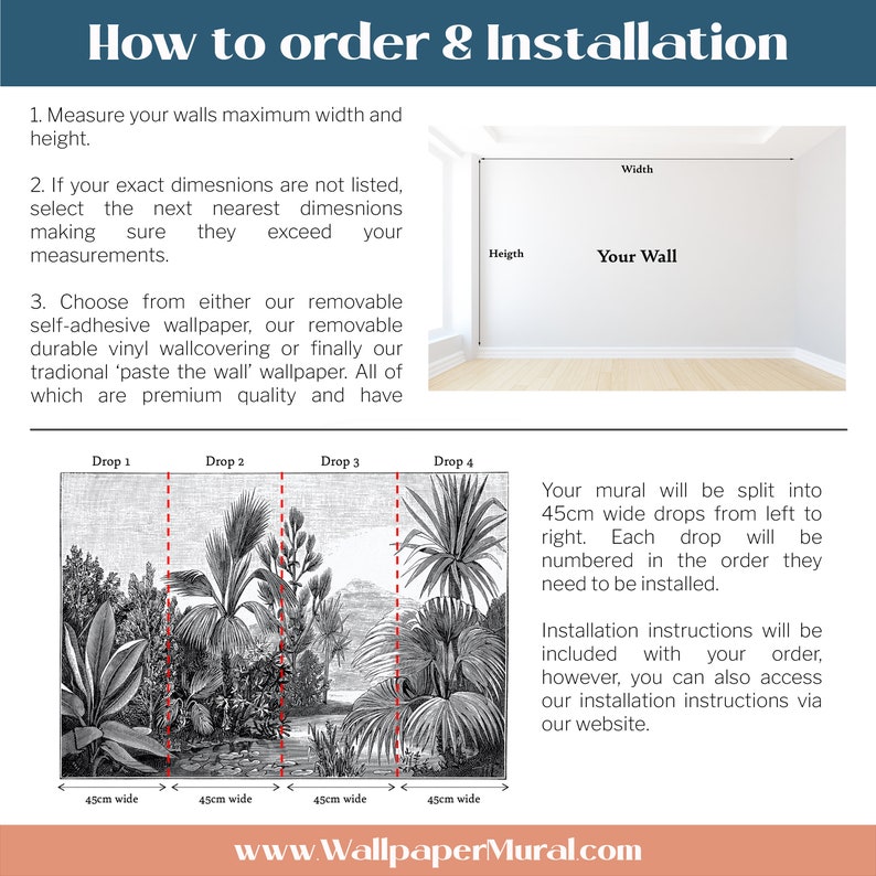 Watercolour Jungle Trees Tranquil Treescape Wallpaper Mural - Removable ...