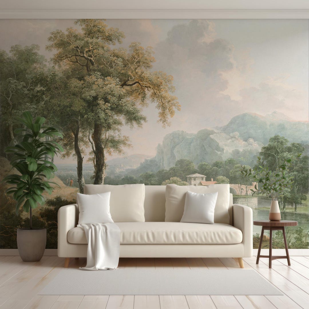 Wooded Hilly Landscape by Riverside Dale Wallpaper Mural - Removable ...