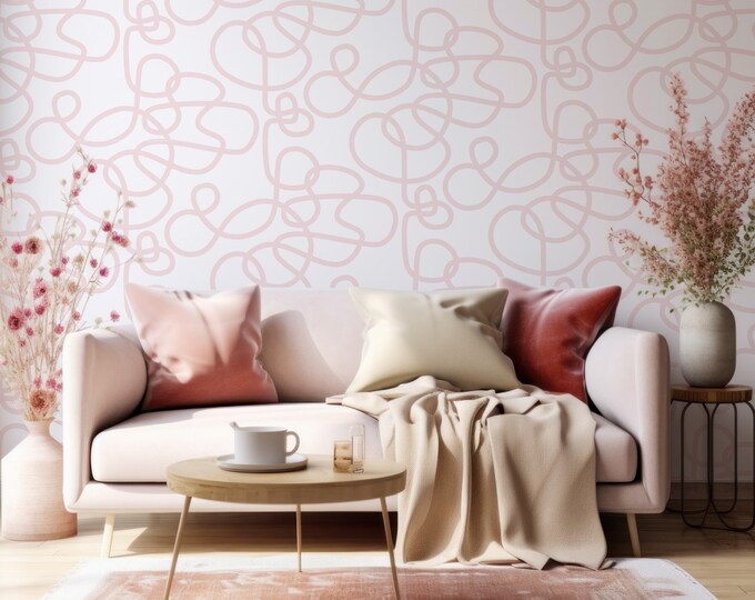 Hot Pink Line Wallpaper Peel and Stick Wallpaper or Non Pasted ...