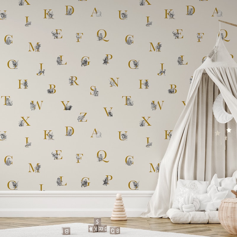 Alphabet Wallpaper - Etsy UK