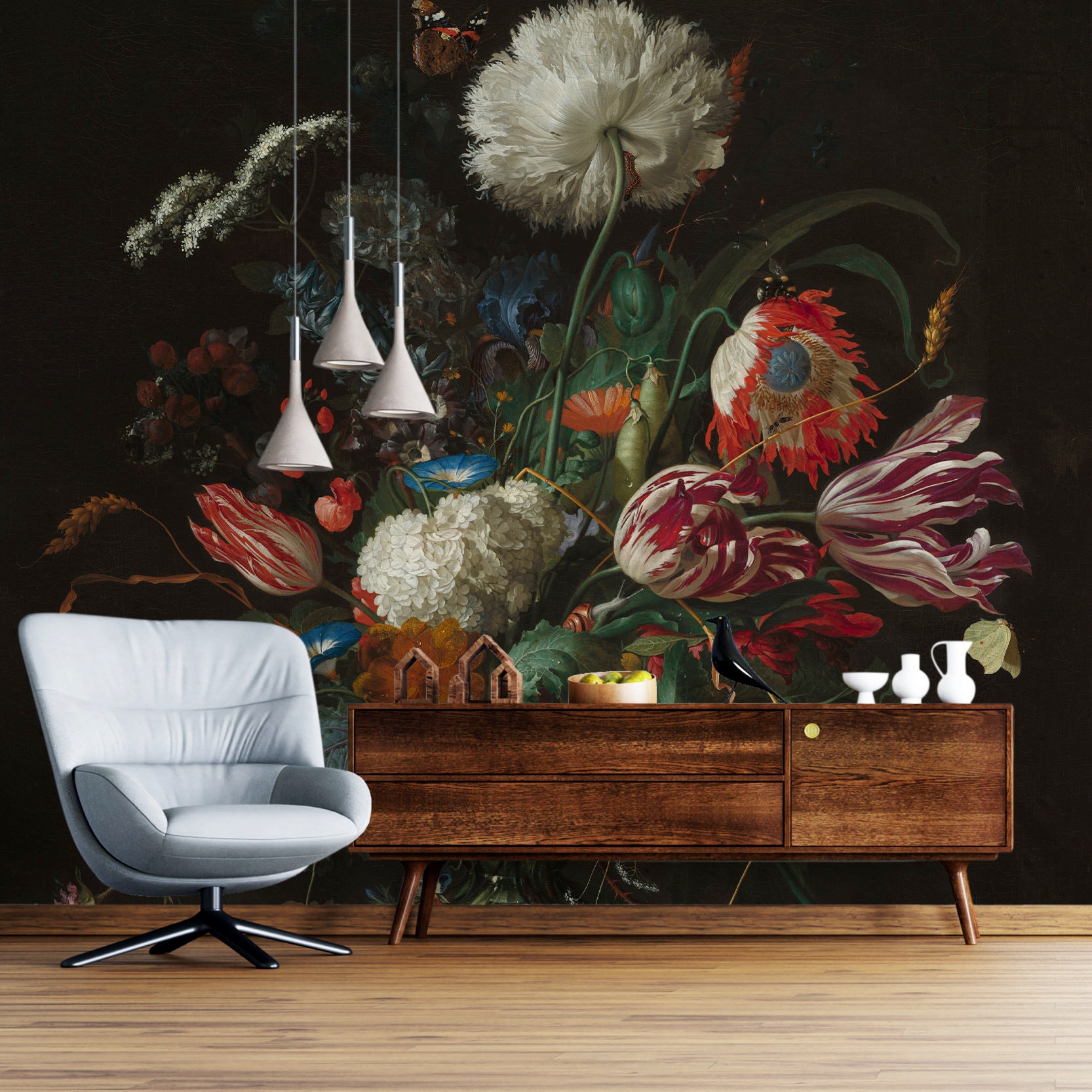 Vase of Flowers - De Heem Vase of Flowers Oil Painting Wallpaper Mural ...