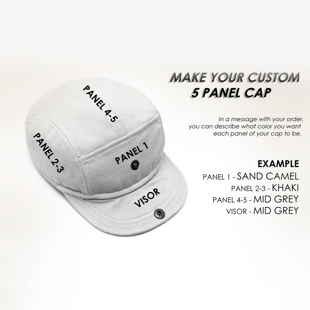 Custom 5 Panel Cotton Canvas Cap: Personalized Multicolored Hat - Etsy