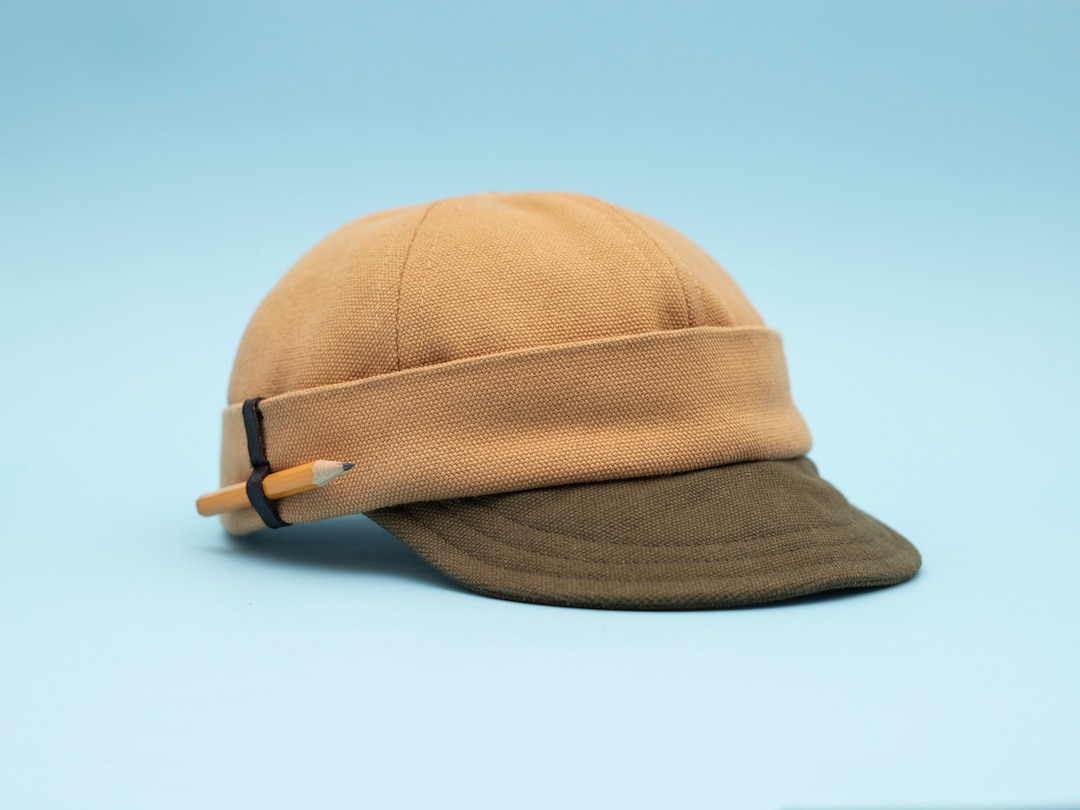 Cotton Canvas Docker Beanie: Short Brim Cap With Pencil Holder - Etsy