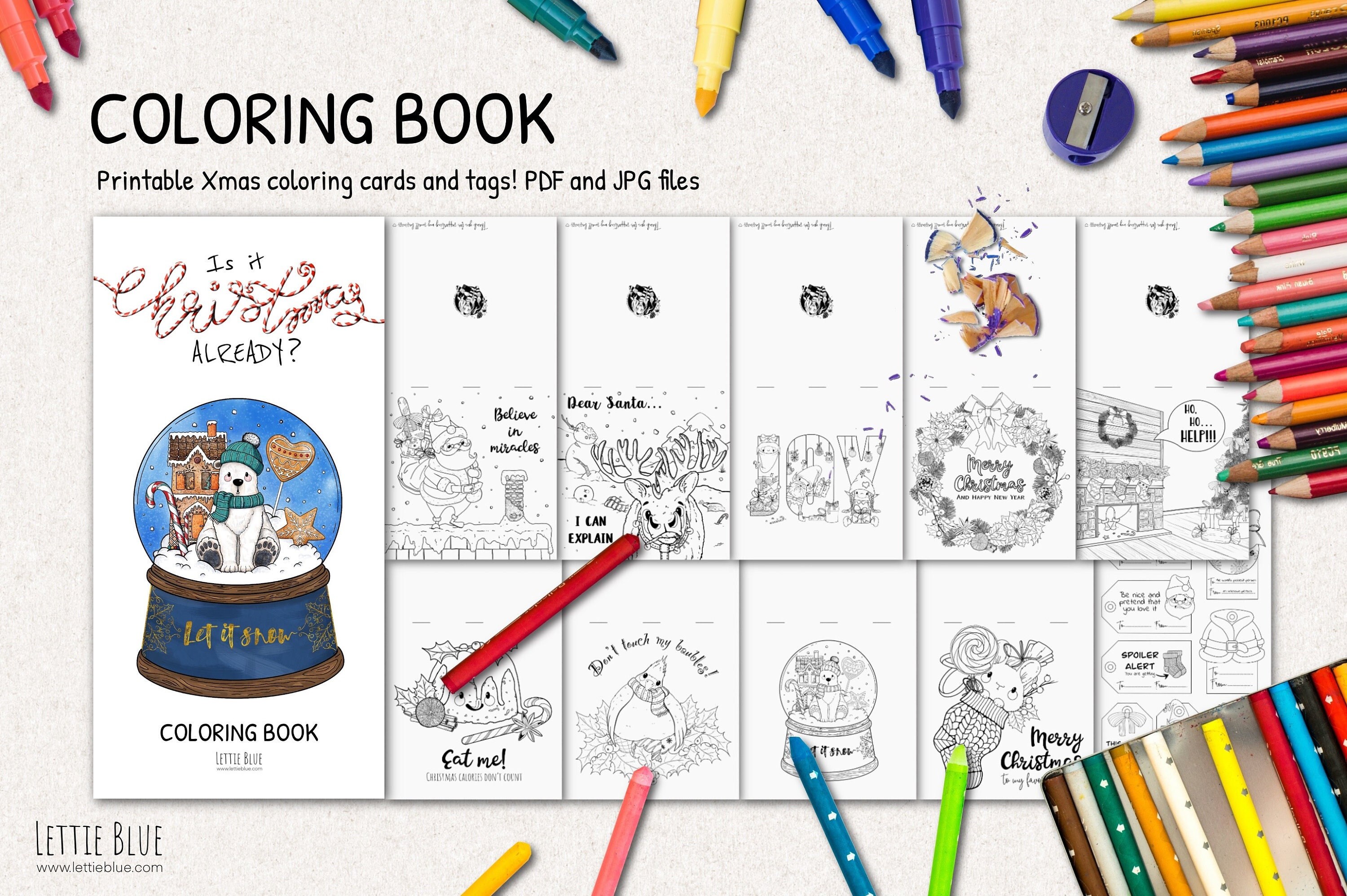 Printable Christmas Coloring Book by Lettie Blue - Etsy