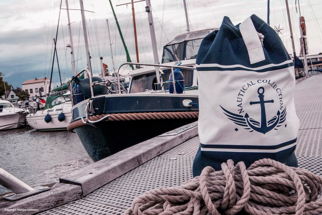 Duffel Bag, Canvas Duffle Bag, Various Motifs Maritime Anchor Compass ...